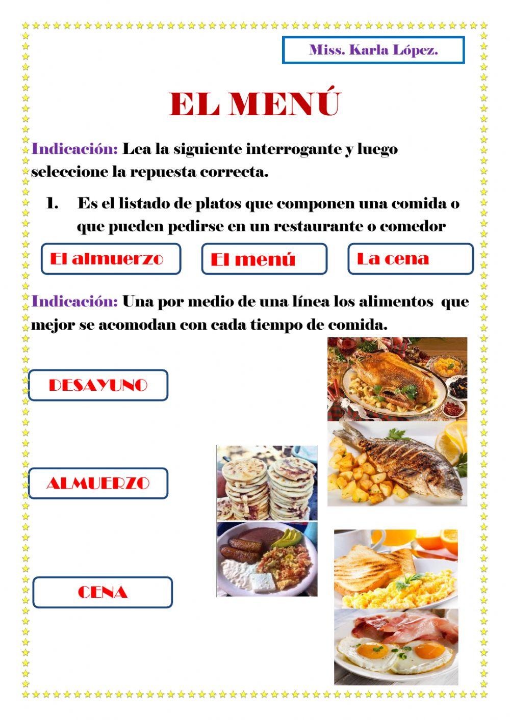 El menú 329470 | Karlitha | Live Worksheets