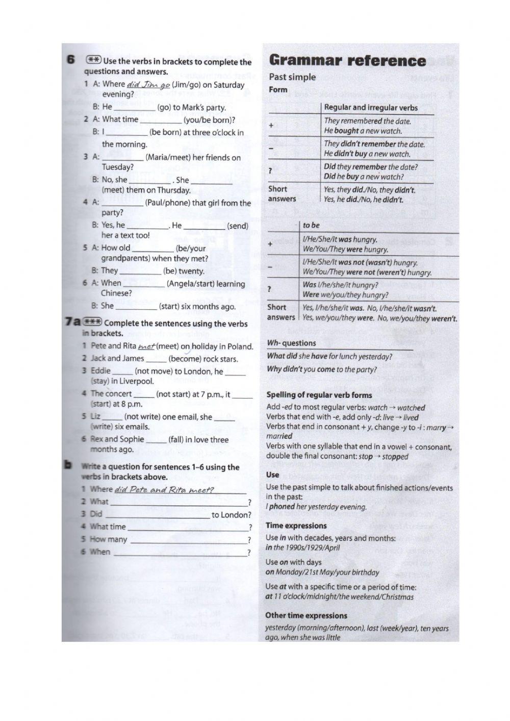 Life events - Past Simple online exercise for | Live Worksheets