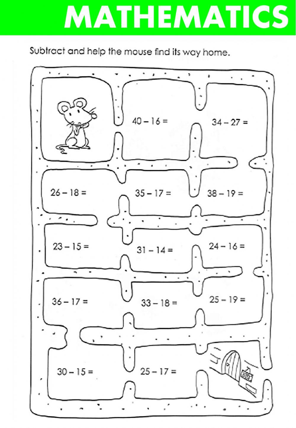 Subtraction free worksheet | Live Worksheets