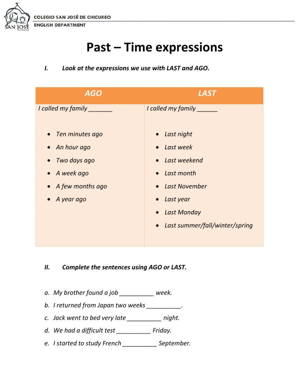 Last ago | Free Interactive Worksheets | 330068