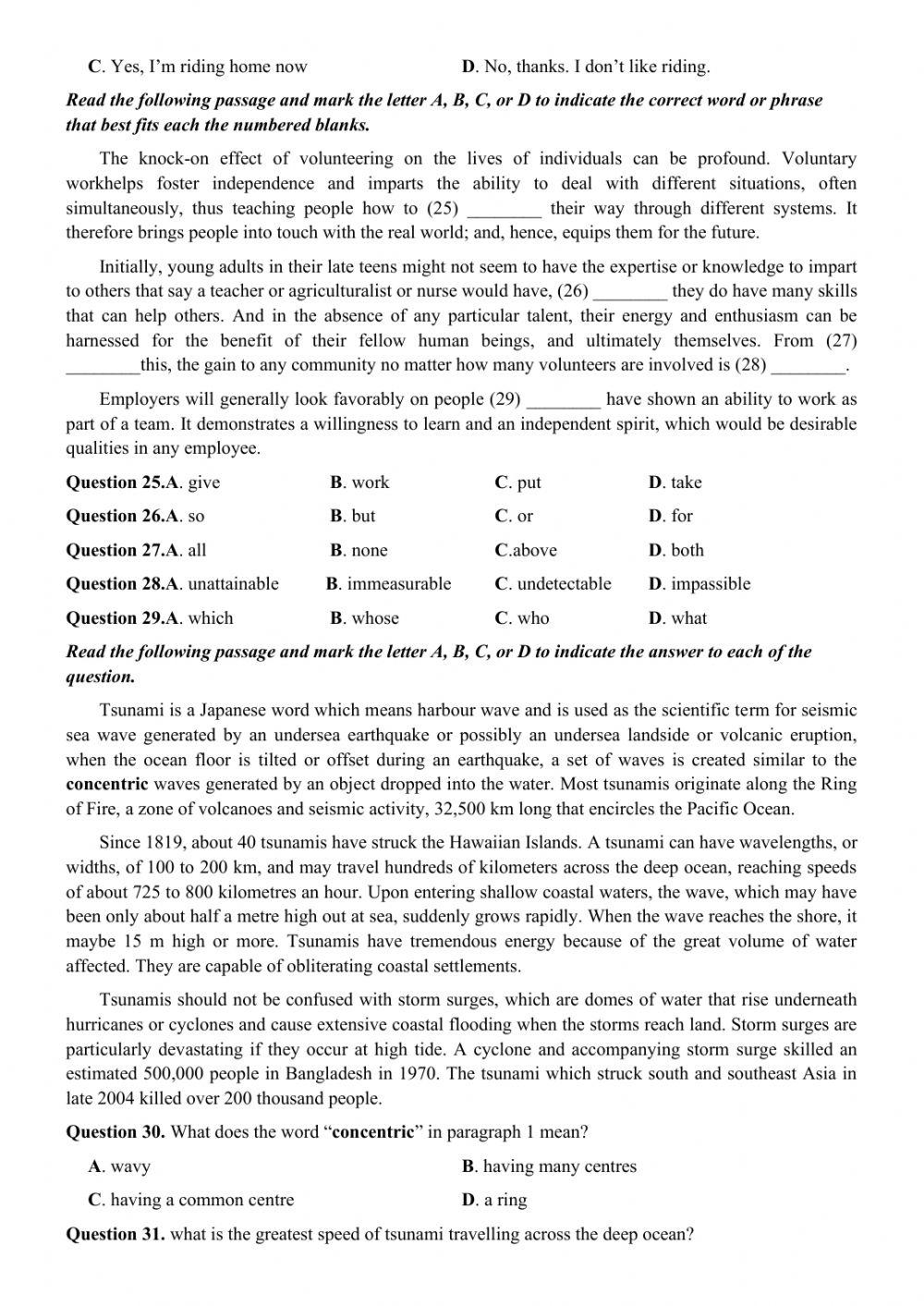 Test62.onDaihoc worksheet | Live Worksheets
