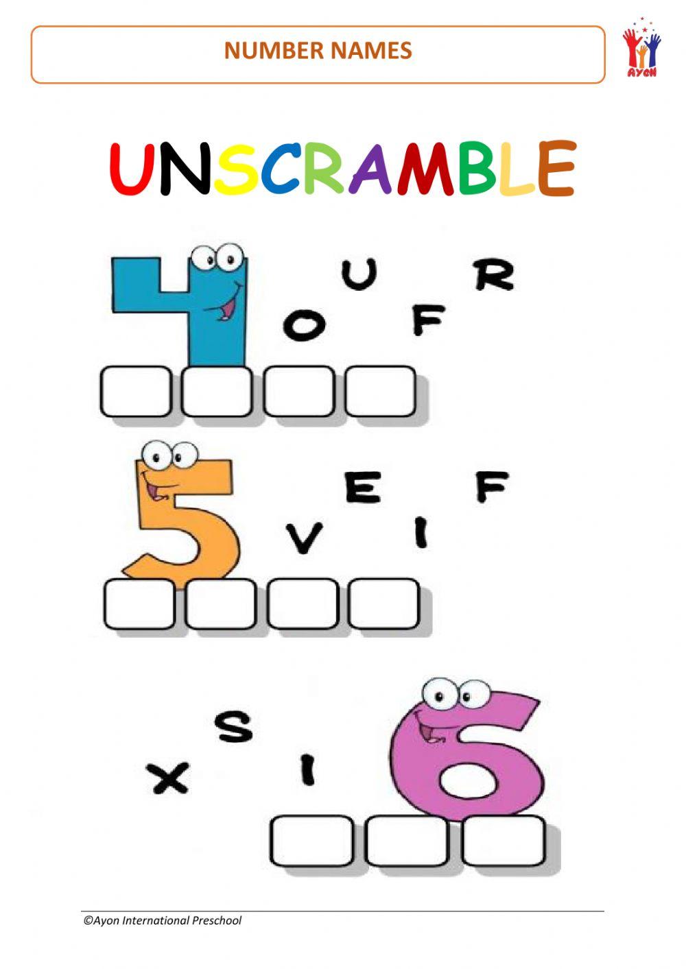Number Name-Unscramble4-6 5919230 | Ayon International