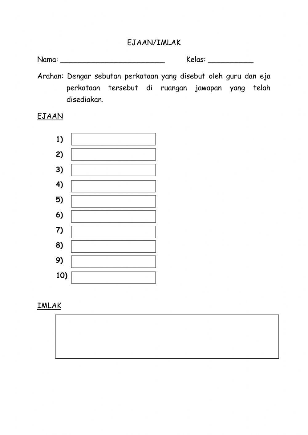 Ejaan dan Imlak online exercise for | Live Worksheets