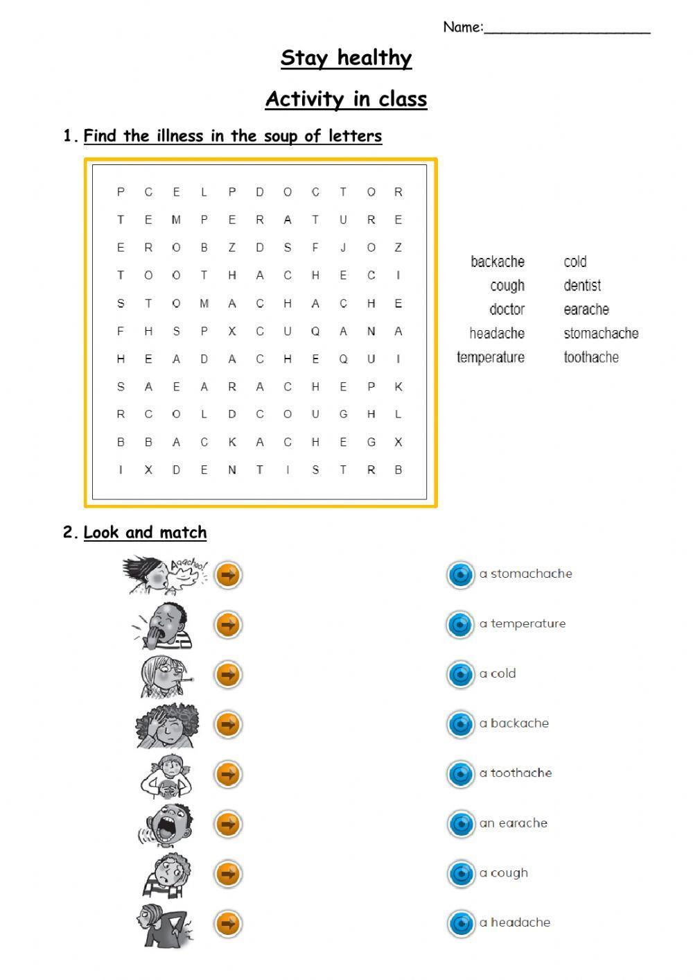 Illness | Free Interactive Worksheets | 315453