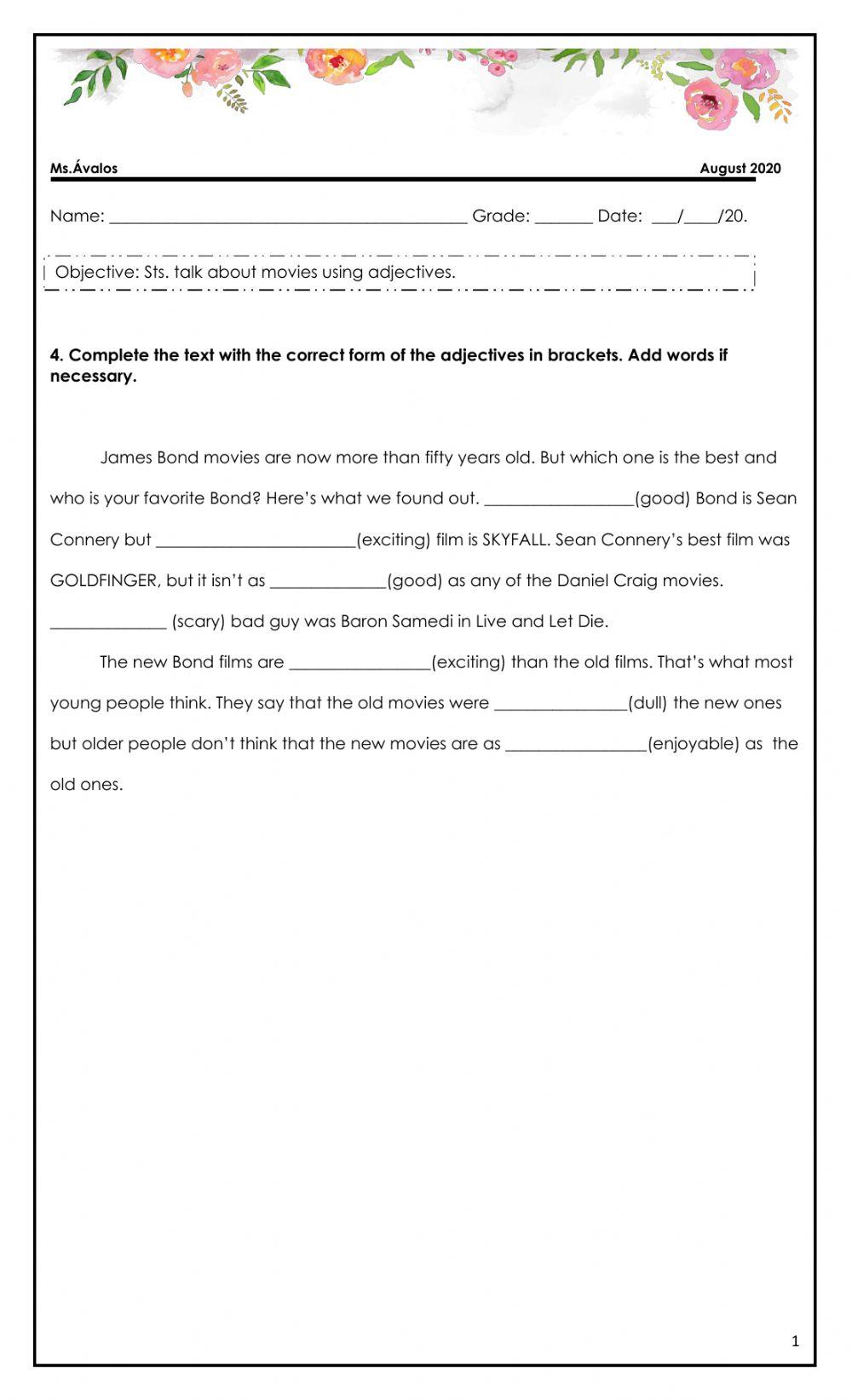 Bond worksheet | Live Worksheets