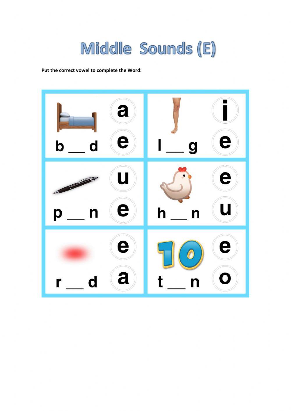 Words with the letter E worksheet | Live Worksheets