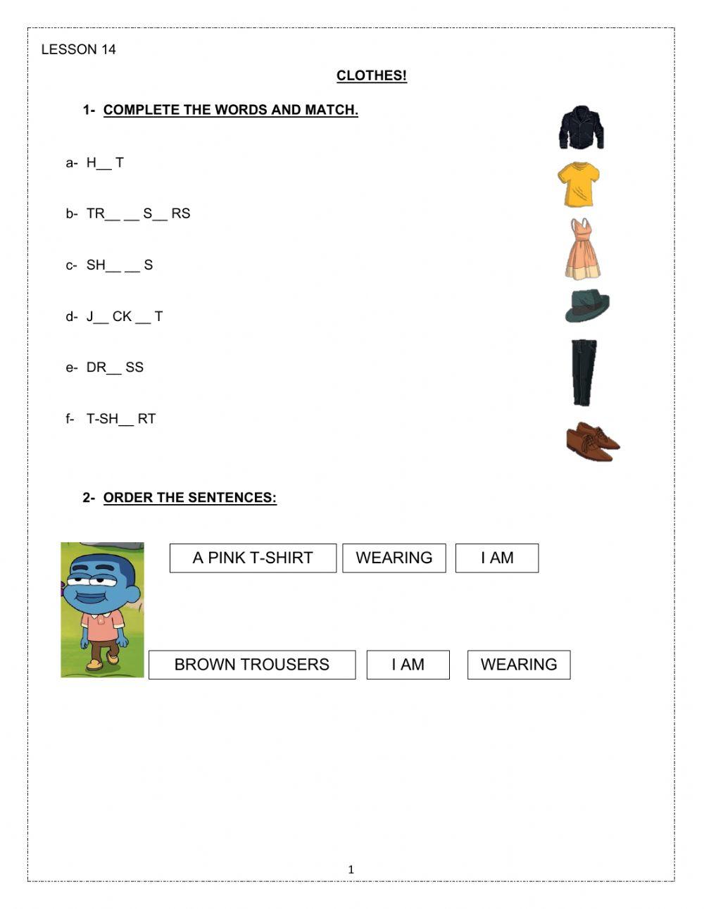 Clothes! | Free Interactive Worksheets | 330658