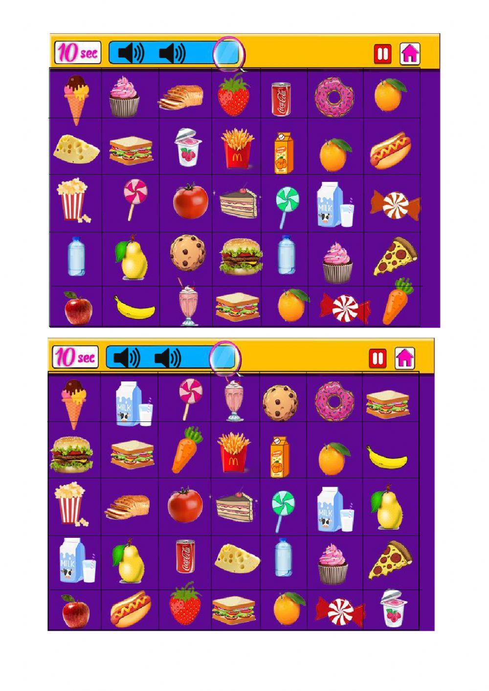 Food search worksheet | Live Worksheets