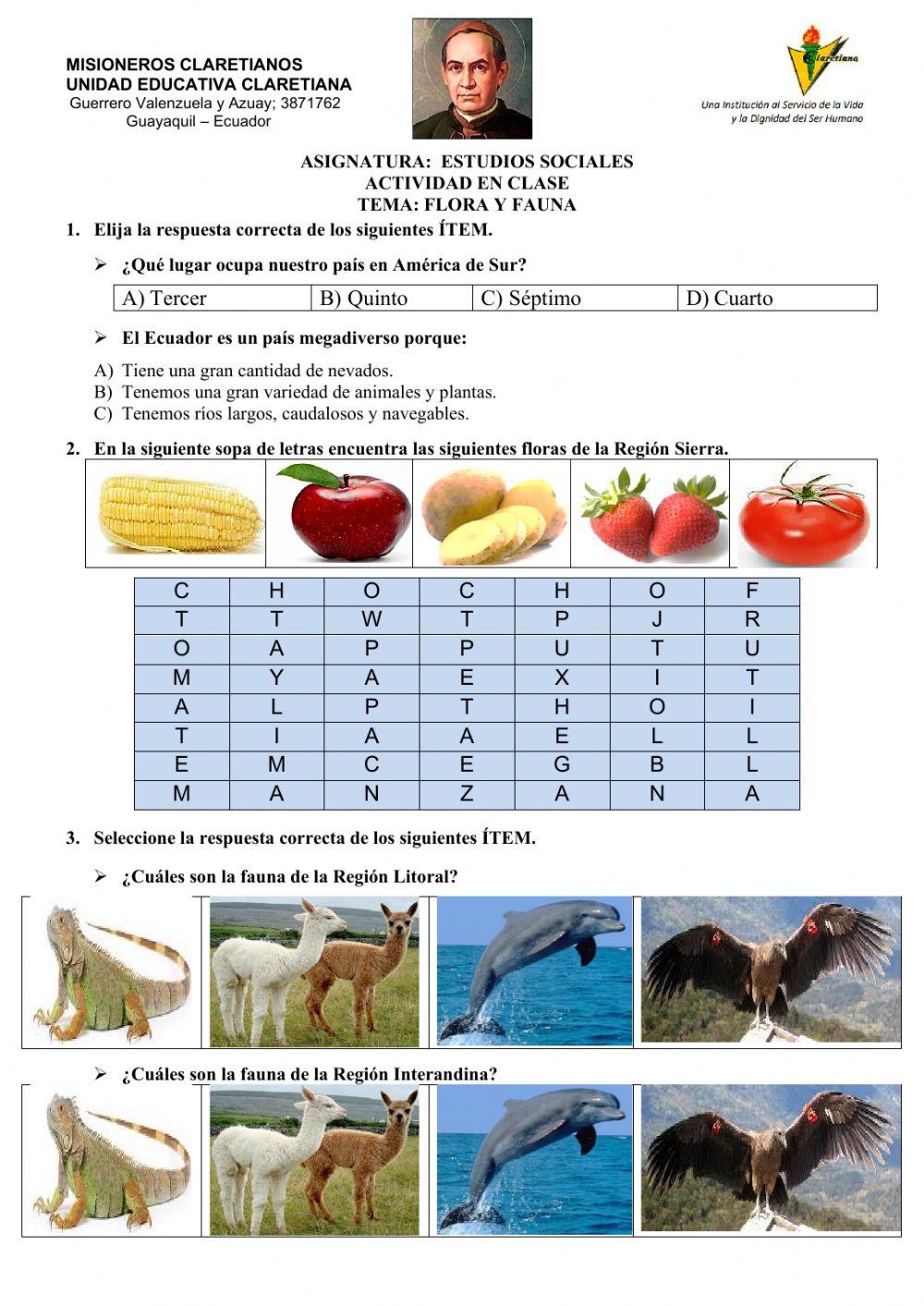 Flora y Fauna interactive worksheet | Live Worksheets