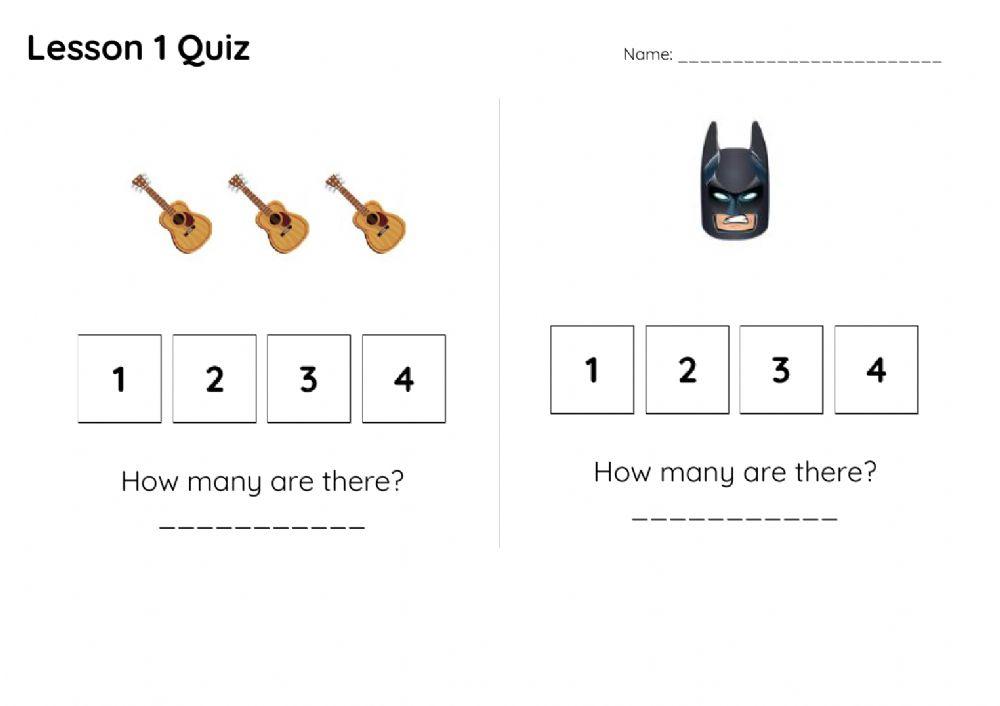 Math Unit 1 Lesson 1 Quiz worksheet | Live Worksheets
