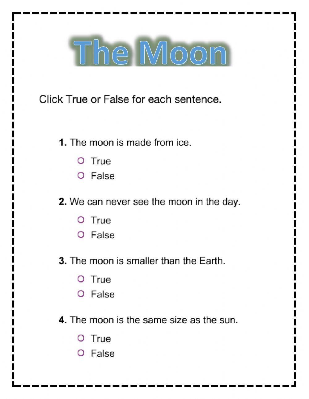 The moon | Free Interactive Worksheets | 331886