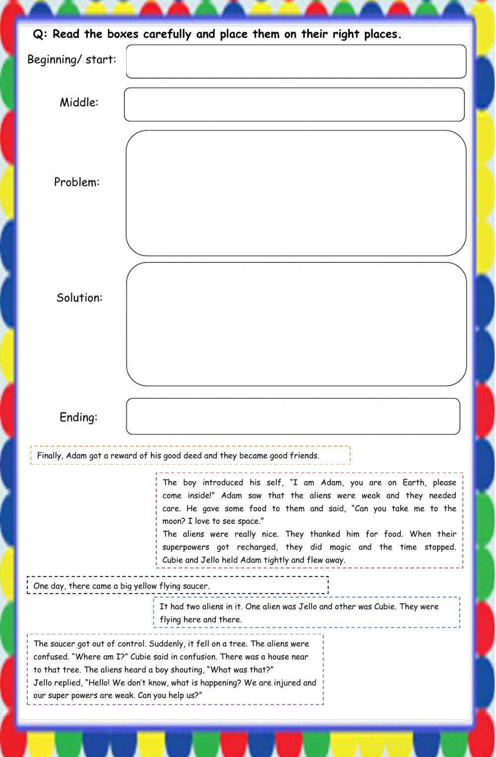 Story sequencing(The Alien Story) online exercise for | Live Worksheets