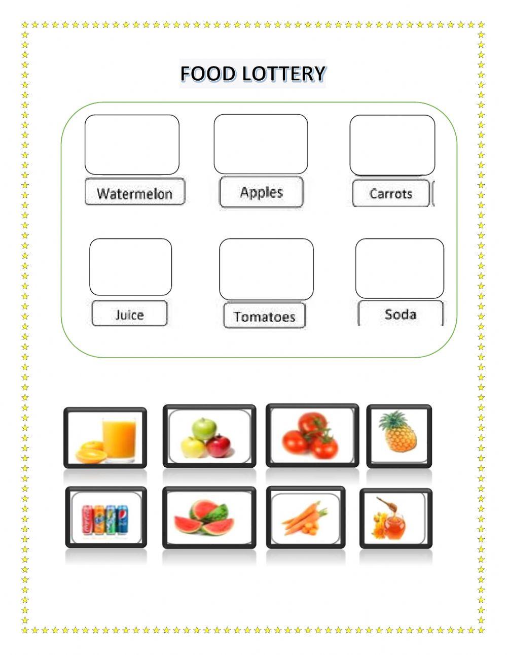 Food lottery interactive worksheet | Live Worksheets