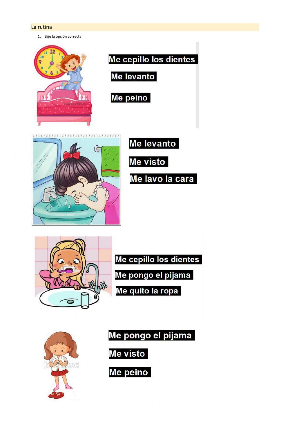 La rutina interactive worksheet | Live Worksheets