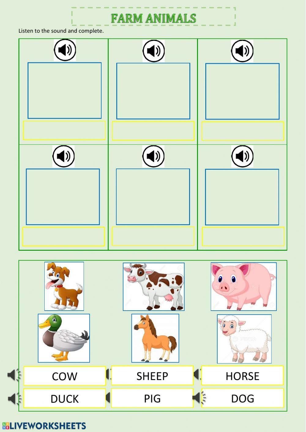 At the farm | Free Interactive Worksheets | 333005