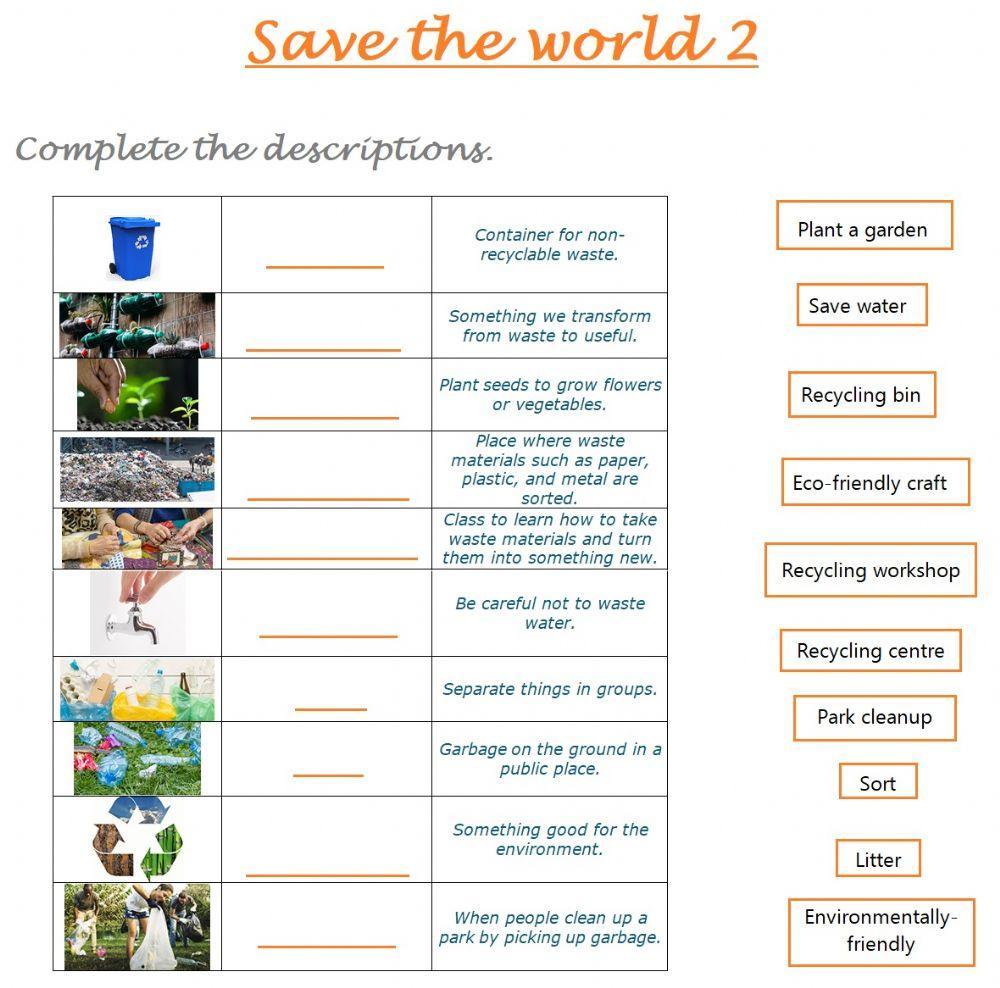 Save the world interactive worksheet | Live Worksheets