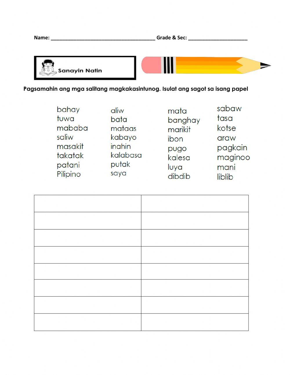 FIlipino interactive worksheet | Live Worksheets FIlipino interactive worksheet | Live Worksheets