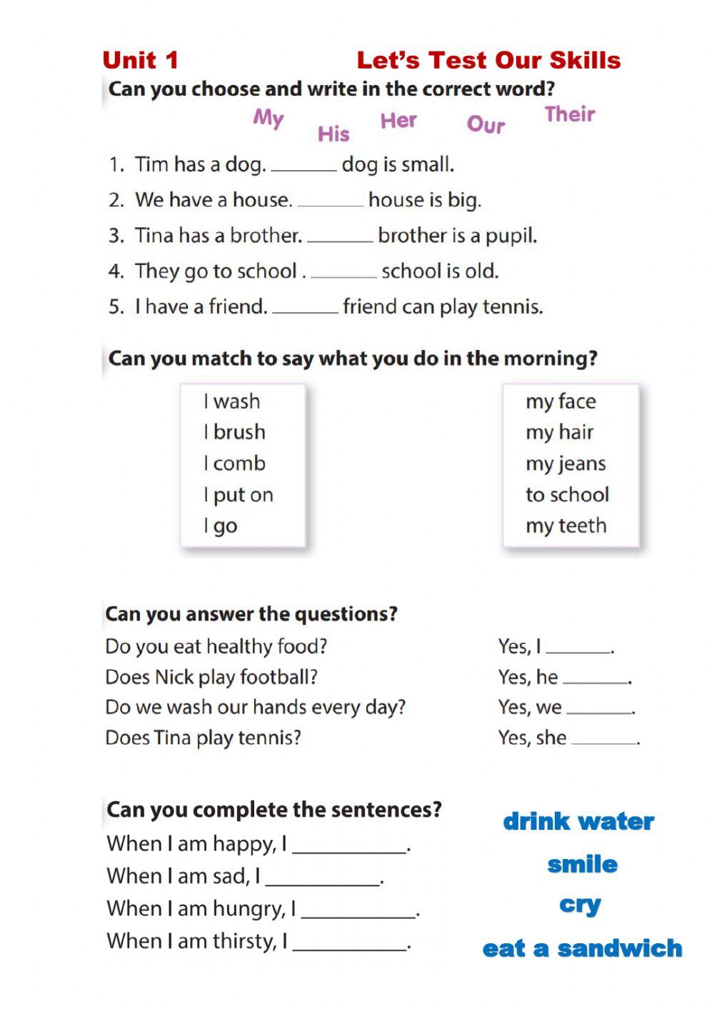 333470 | Unit 1- Let's Test Our Skills | Teachercorner