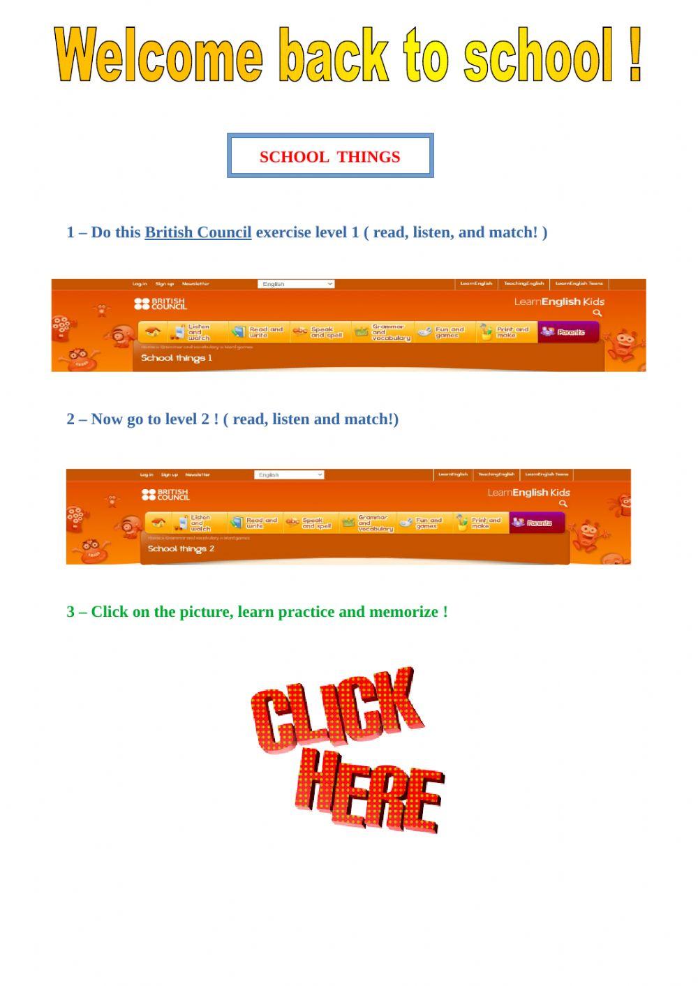 School supplies activity for year 7 | Live Worksheets