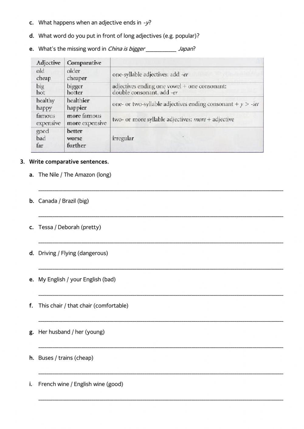 Comparatives (A1) 5955880 | ruthboj | Live Worksheets