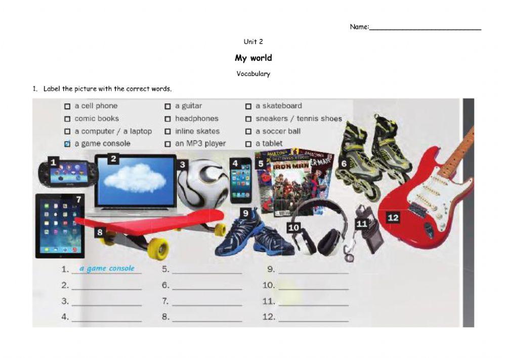 Vocabulary-my world worksheet | Live Worksheets