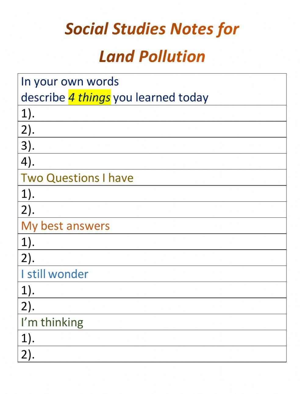 land pollution notes