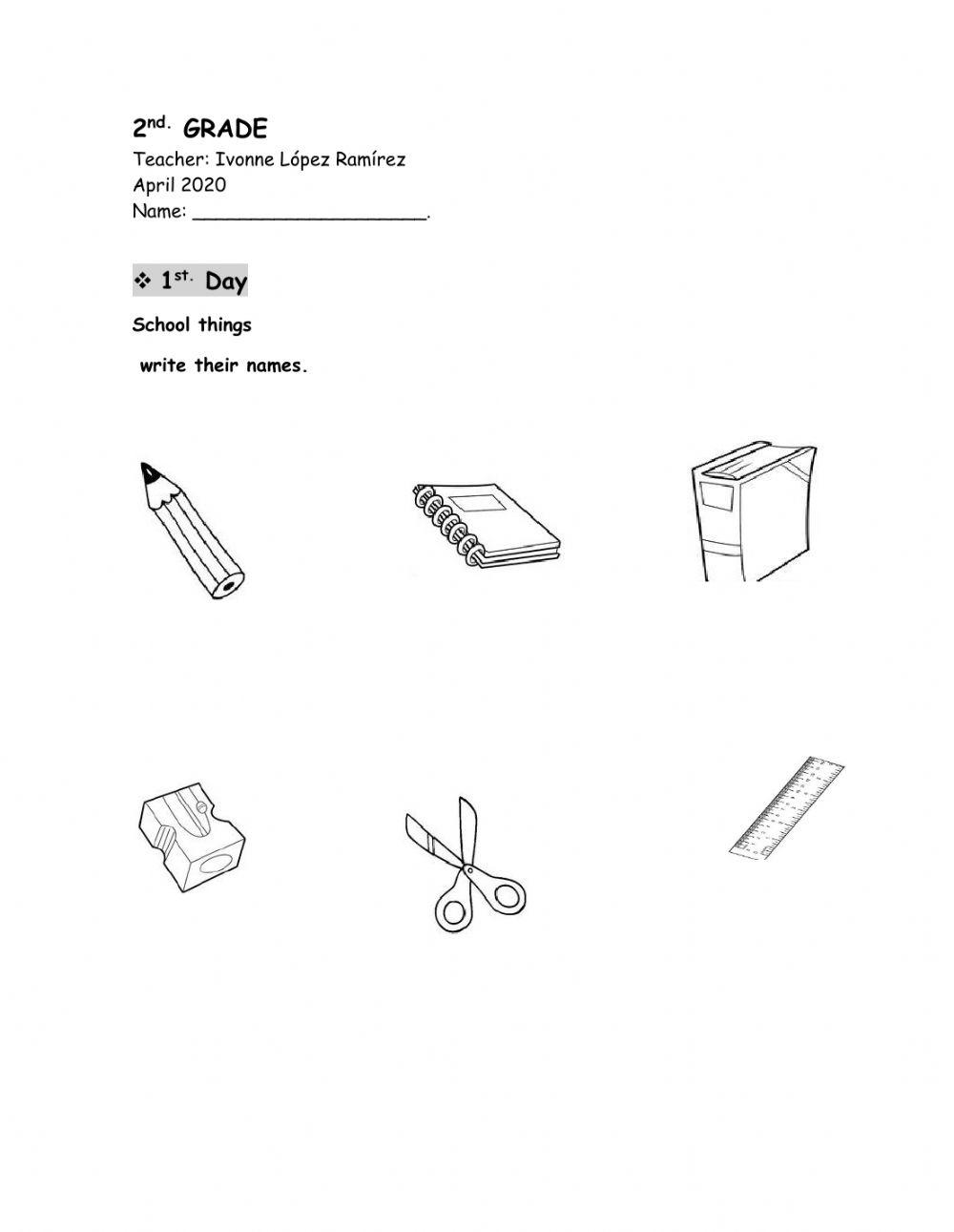 School things activity for 2nd grade | Live Worksheets
