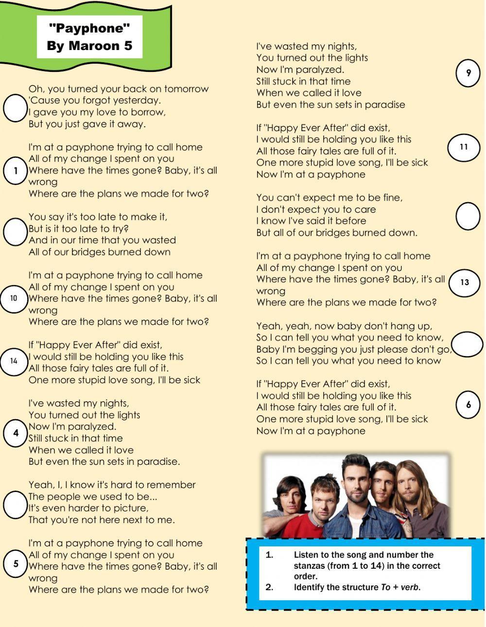 Payphone Maroon 5 Lyrics