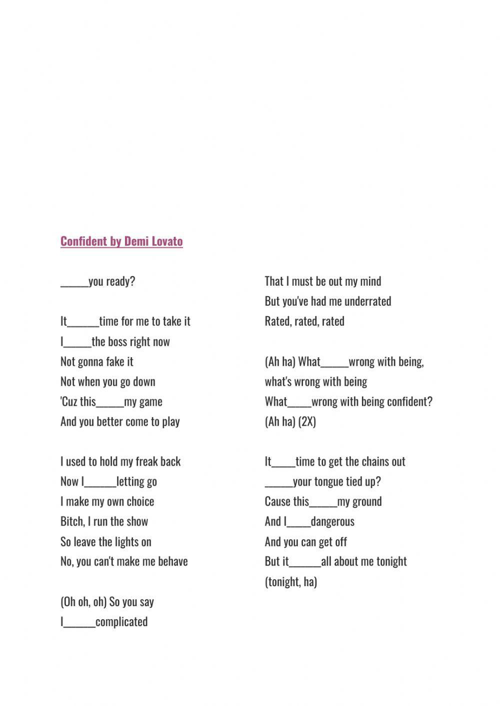 Be Verb in Songs | Free Interactive Worksheets | 334490