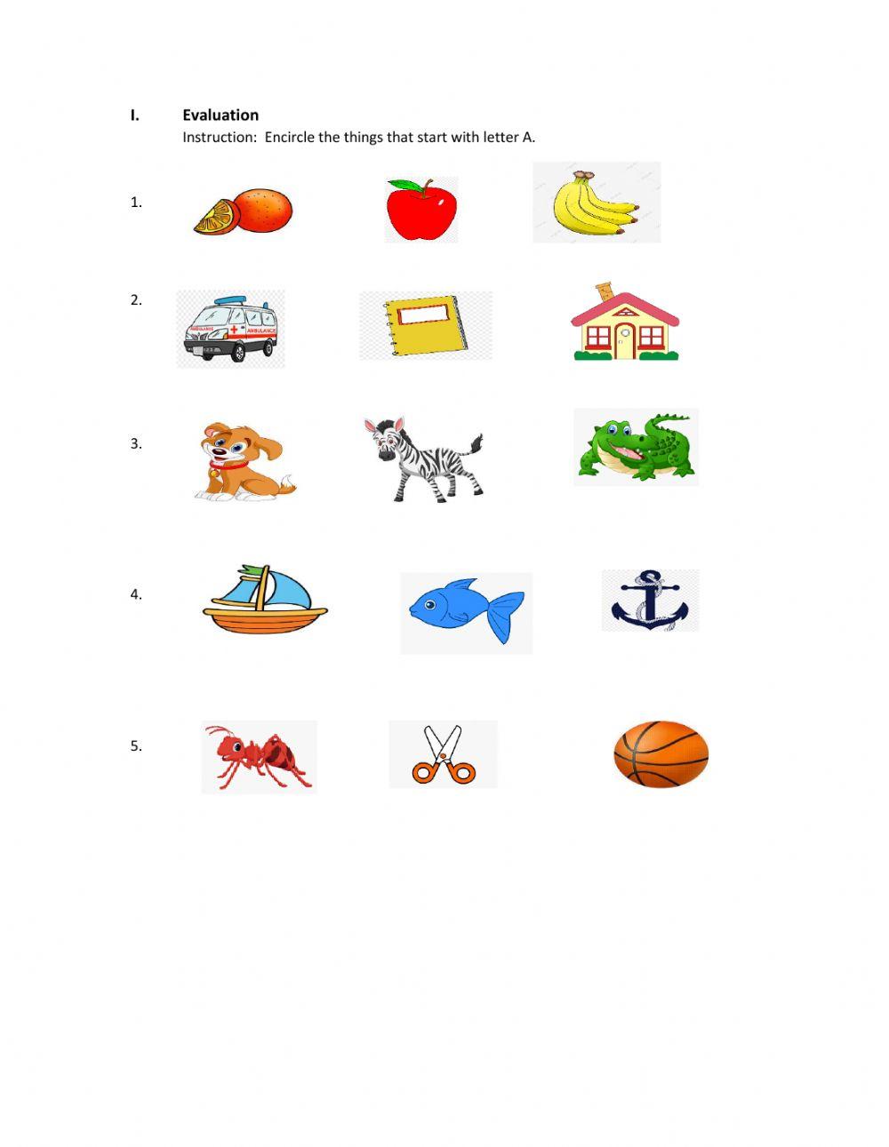 Evaluation exercise | Live Worksheets