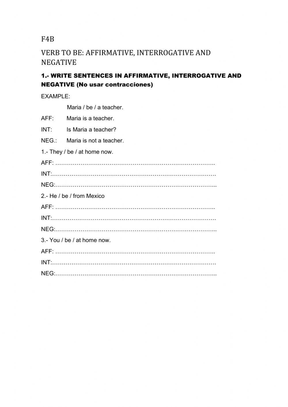 Verb to be affi… | Free Interactive Worksheets | 334927