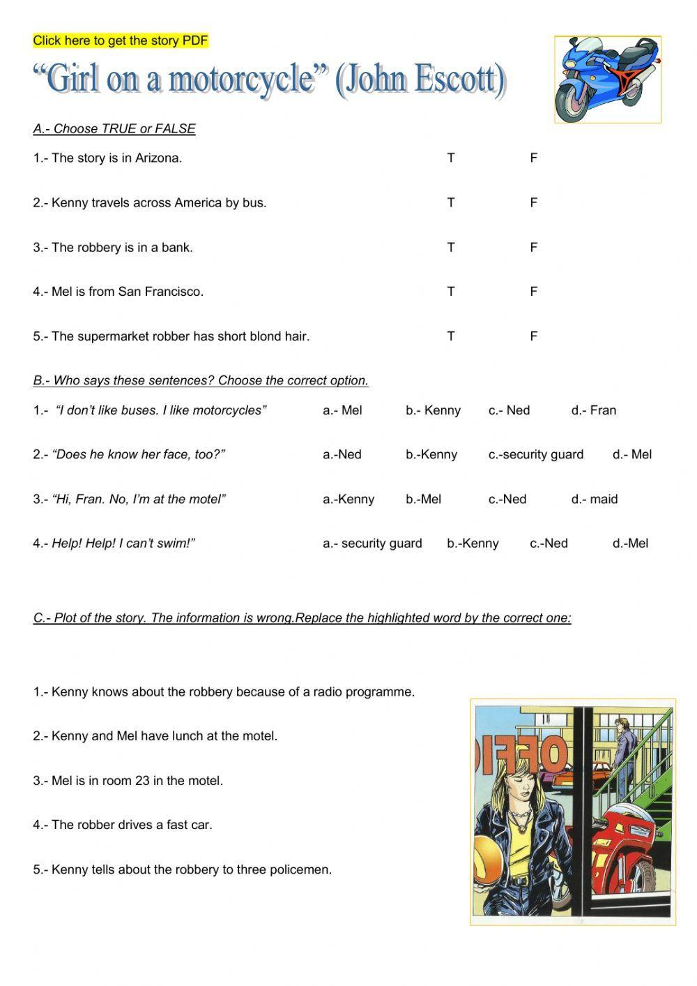 Girl on a Motor… | Free Interactive Worksheets | 335357