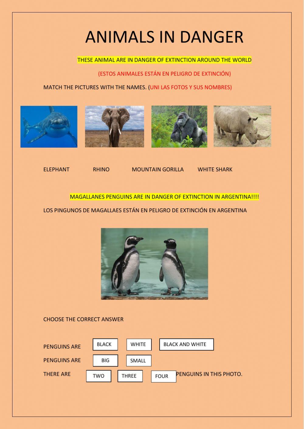 Animals in dang… | Free Interactive Worksheets | 335434
