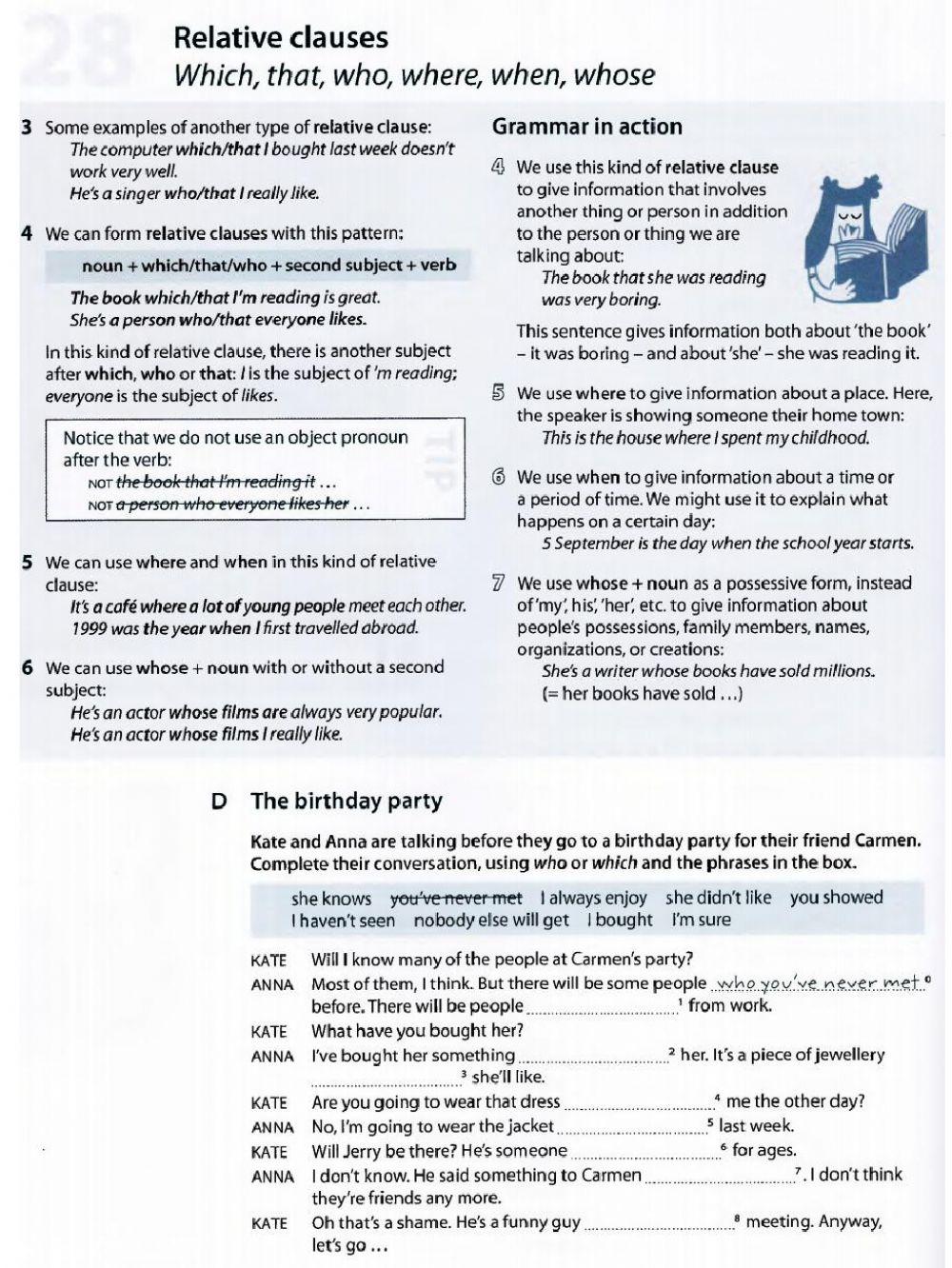Relative clauses interactive worksheet for secundario | Live Worksheets
