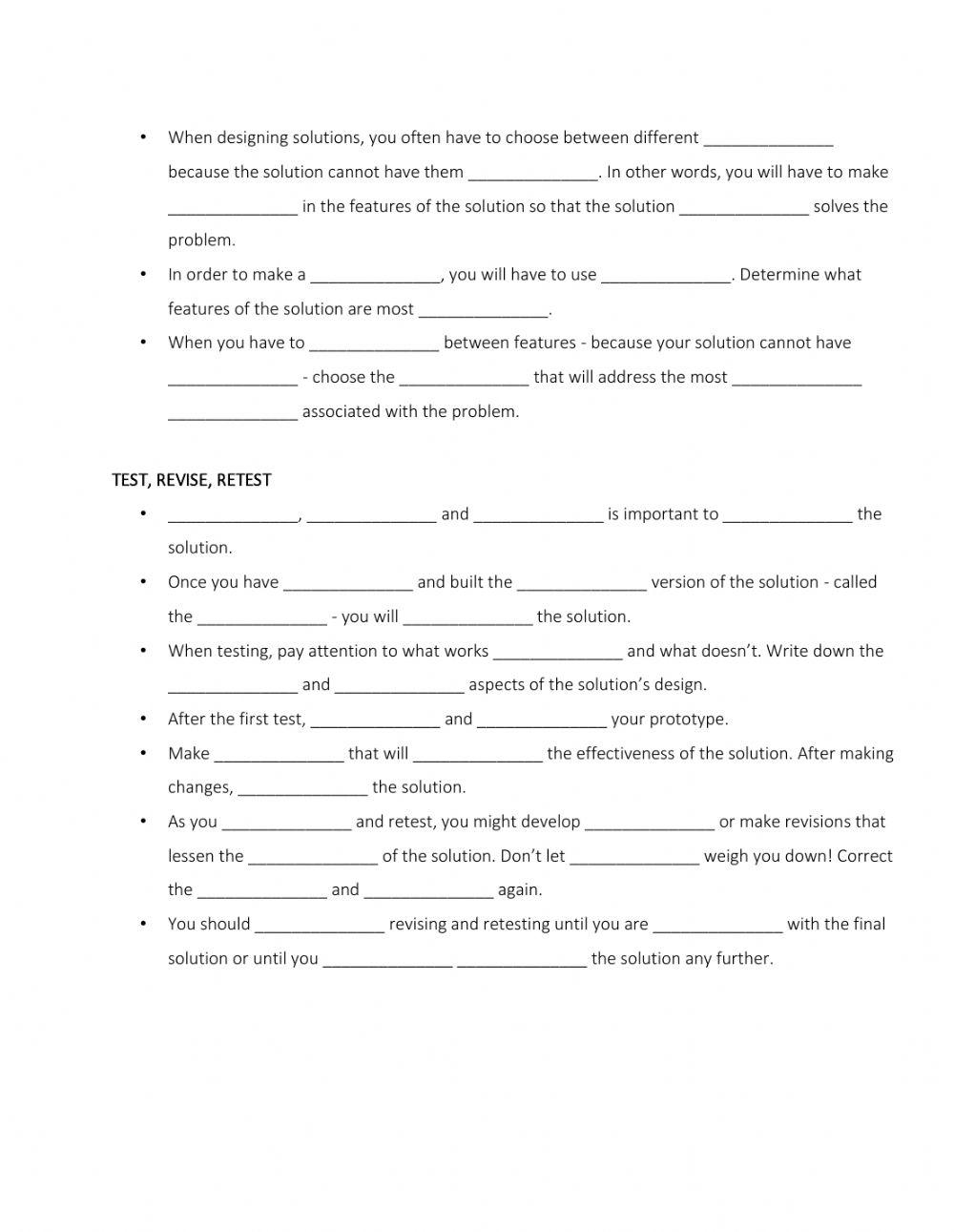 Engineering Design Slides 20-26 Notes worksheet | Live Worksheets