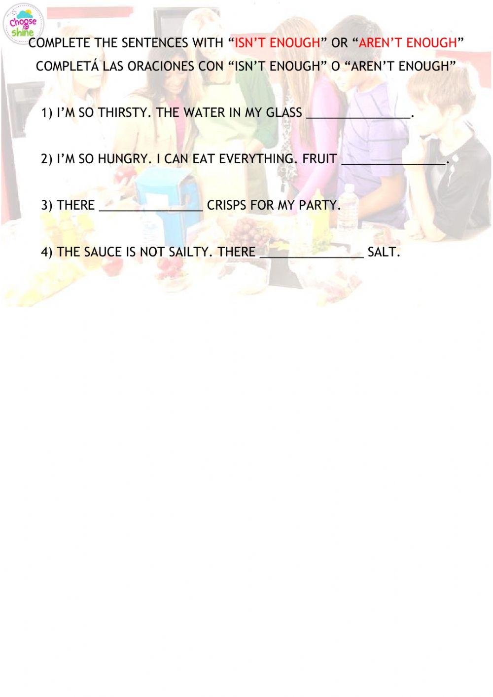 NOT ENOUGH 5961309 | Choose To Shine | Live Worksheets