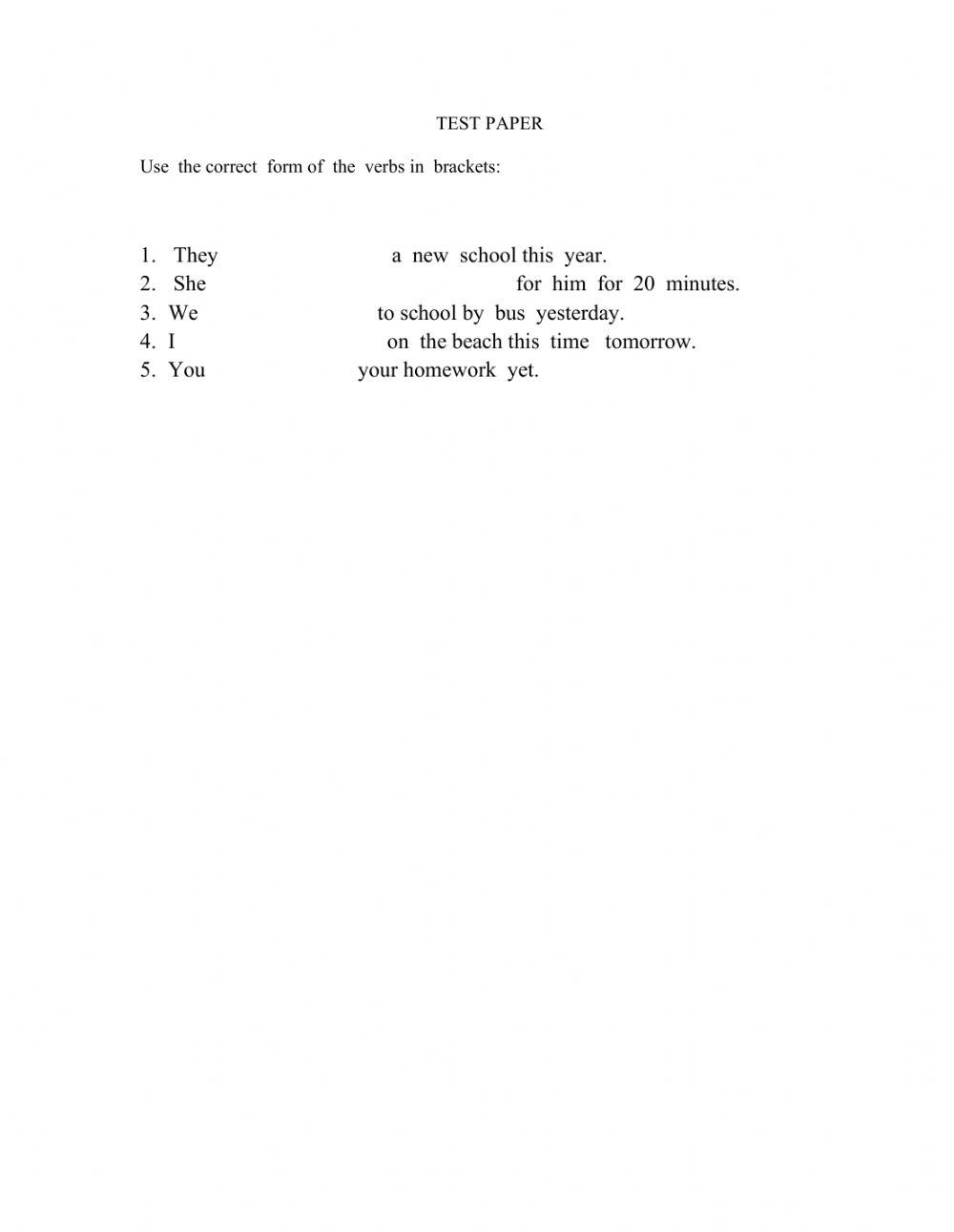 Test paper tenses worksheet | Live Worksheets
