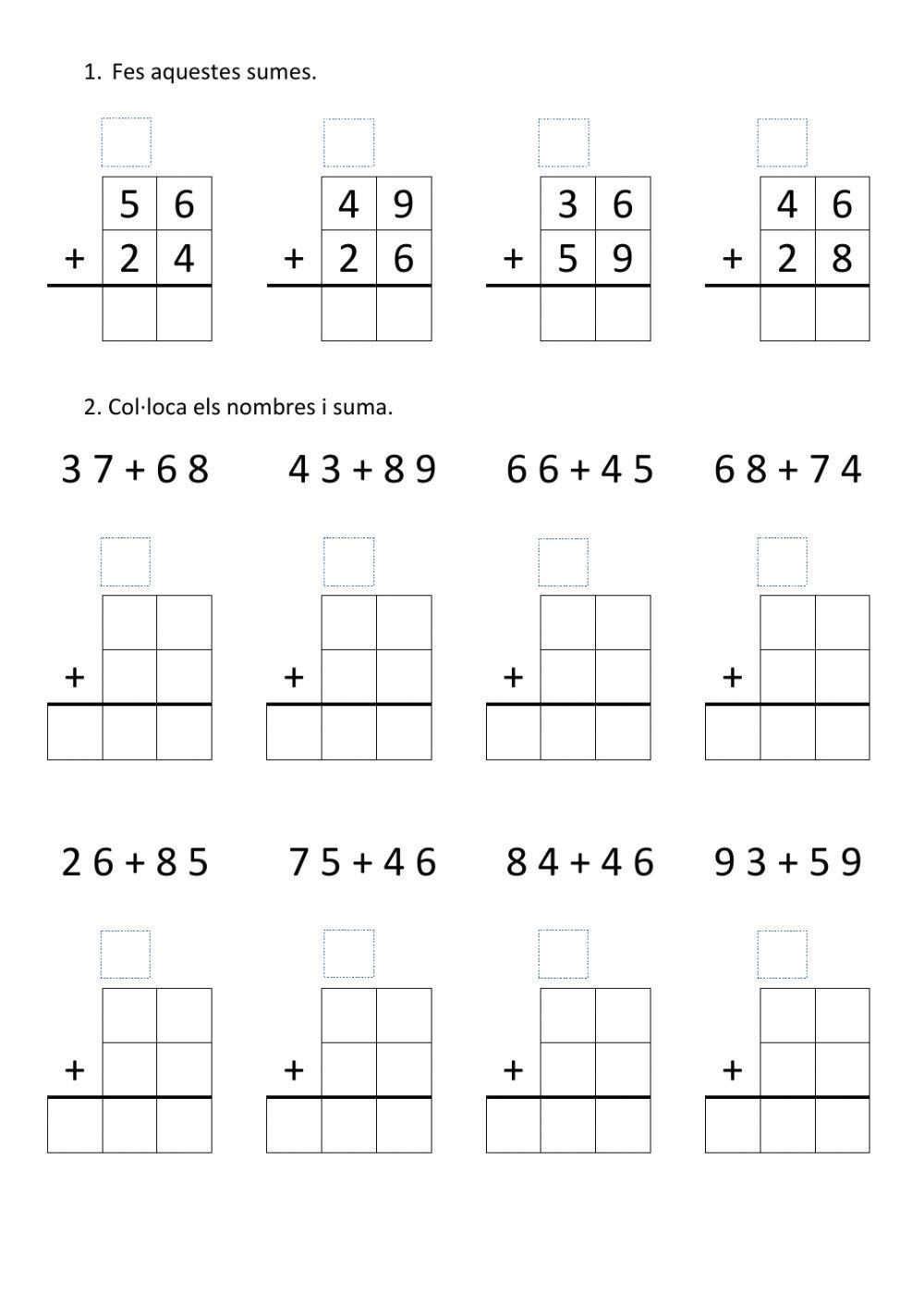 Sumes portant-ne | Free Interactive Worksheets | 916931