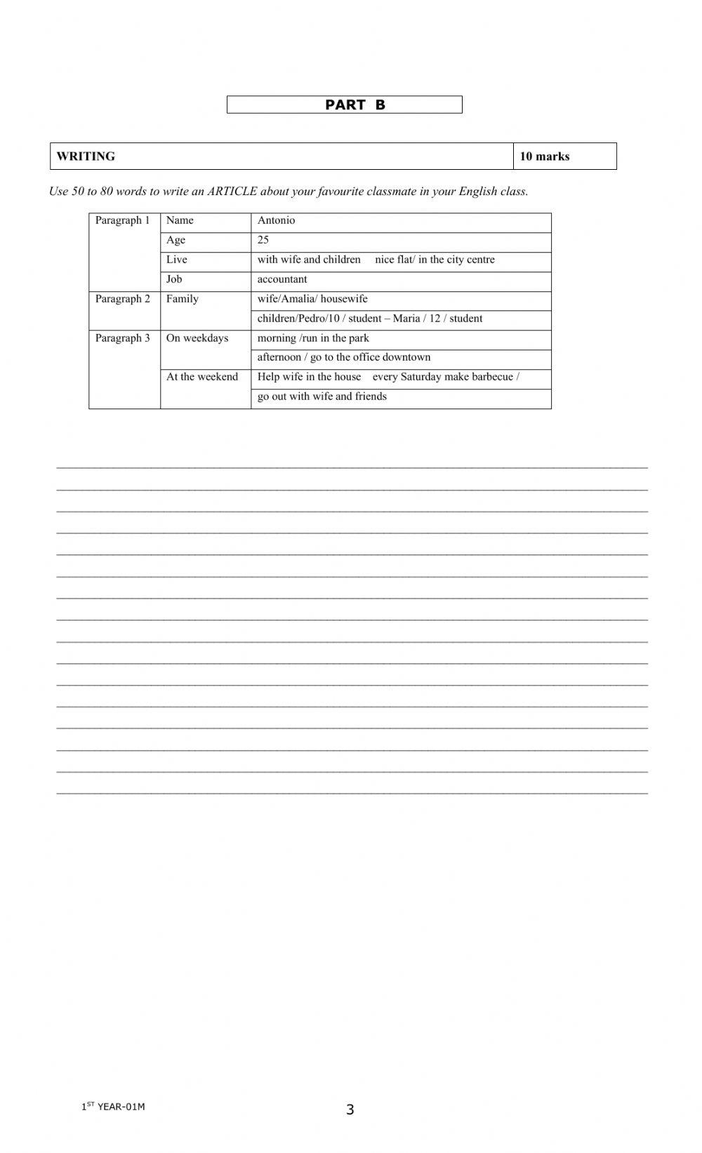 1st Year MOCK Exam online exercise for | Live Worksheets