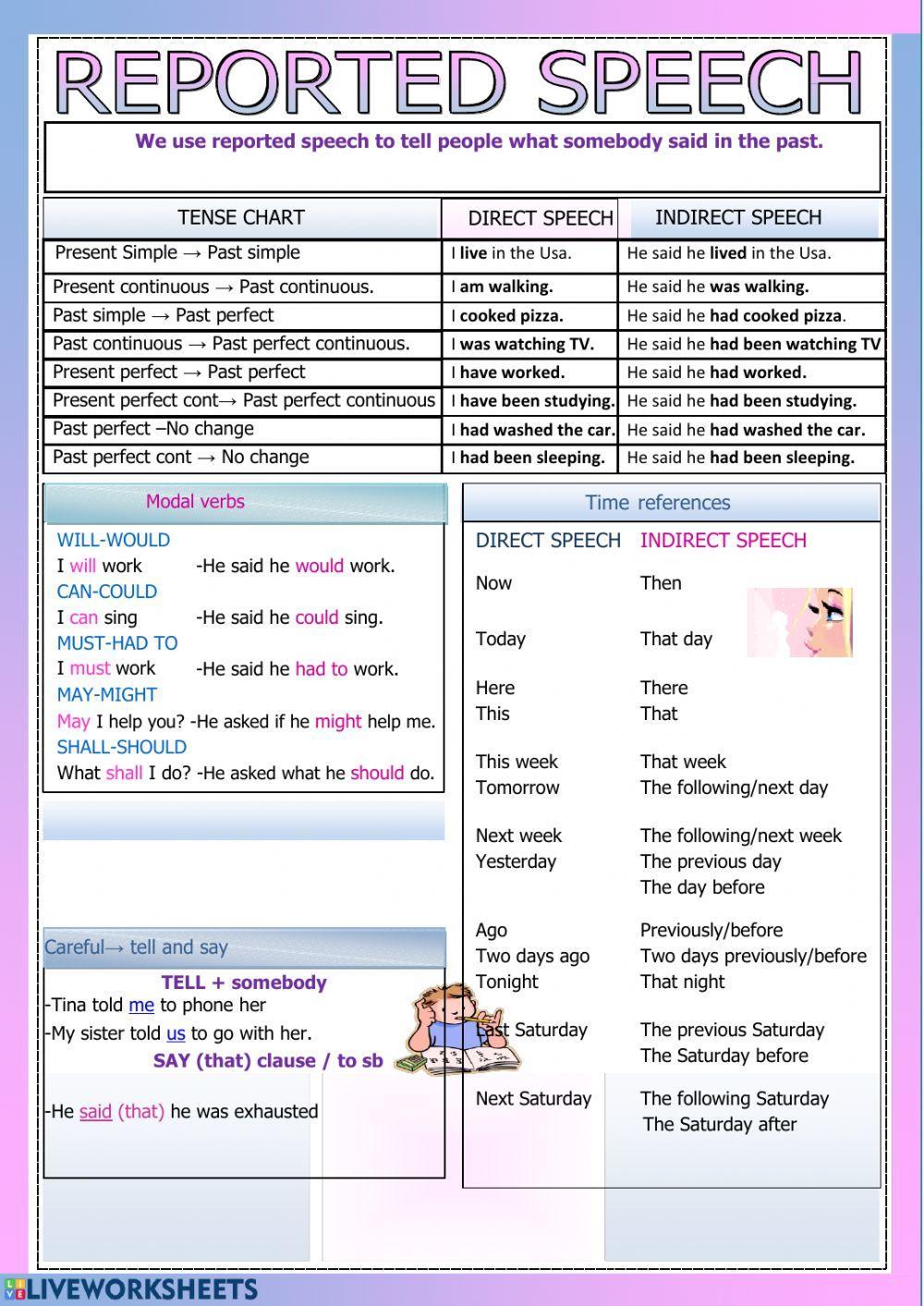 Reported Speech Online Exercise For 4th Live Worksheets reported-speech-online-exercise-for-4th-live-worksheets