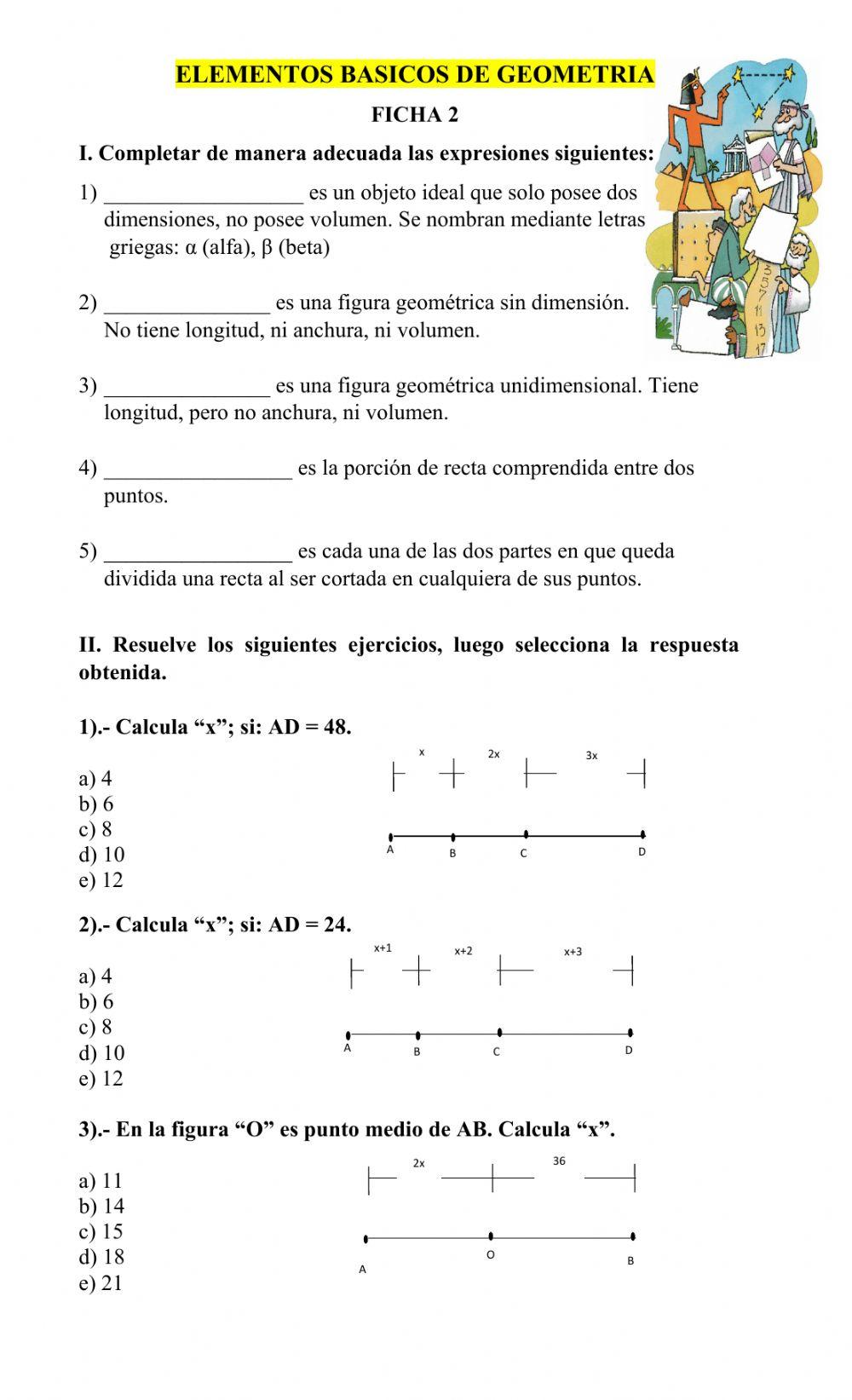 Ficha 2. Elementos basicos Geometria worksheet | Live Worksheets