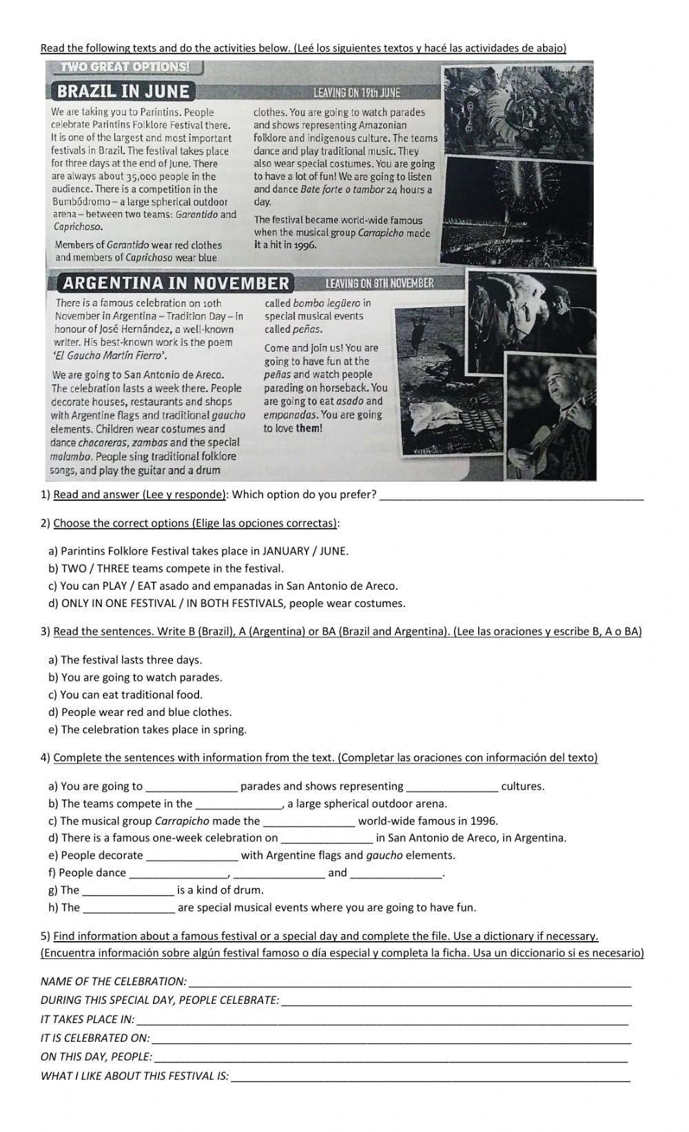 CELEBRATIONS AROUND THE WORLD online exercise for | Live Worksheets