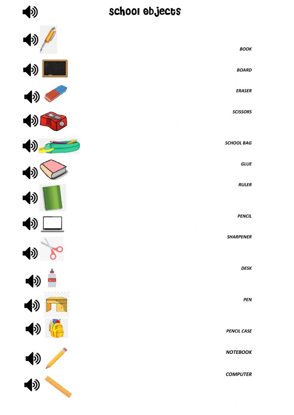 School objects online exercise for 6th - 5th grade | Live Worksheets