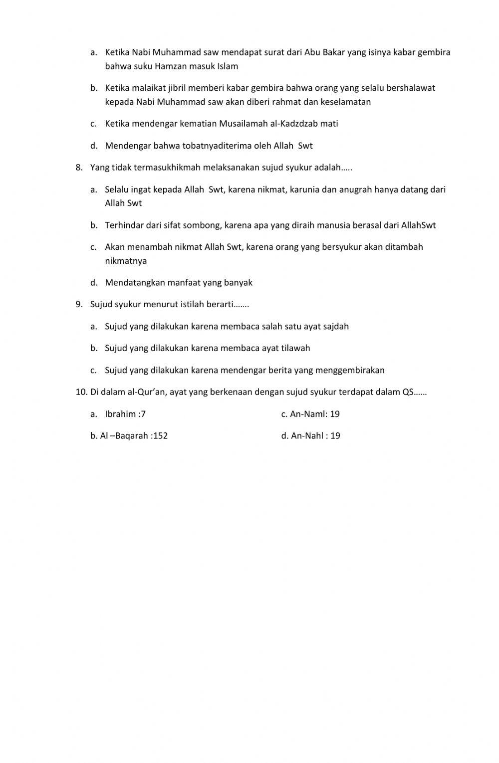 Latihan I FIQIH 8 338770 | Husnul Abid | Live Worksheets