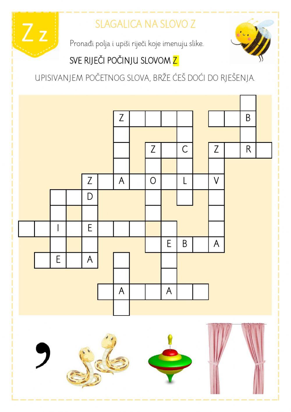 SLOVO Z - KRIŽALJKA online exercise for | Live Worksheets