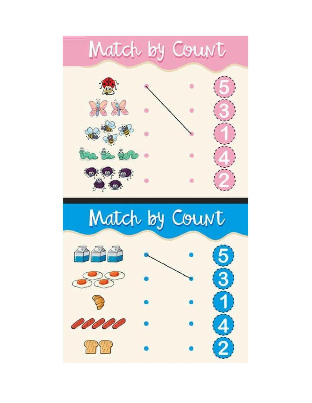 Match by count worksheet | Live Worksheets