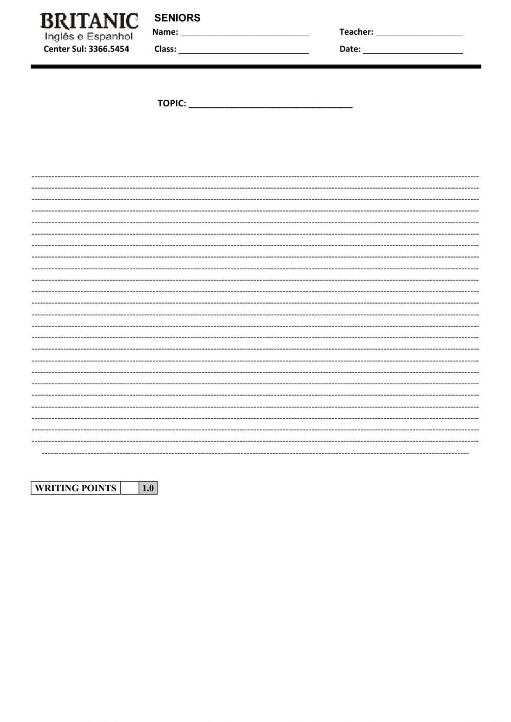 Writing - Seniors worksheet | Live Worksheets