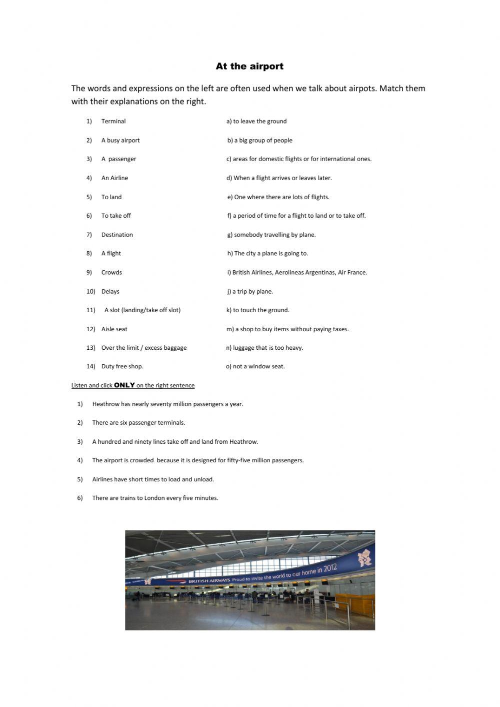 Heathrow Airport interactive worksheet | Live Worksheets