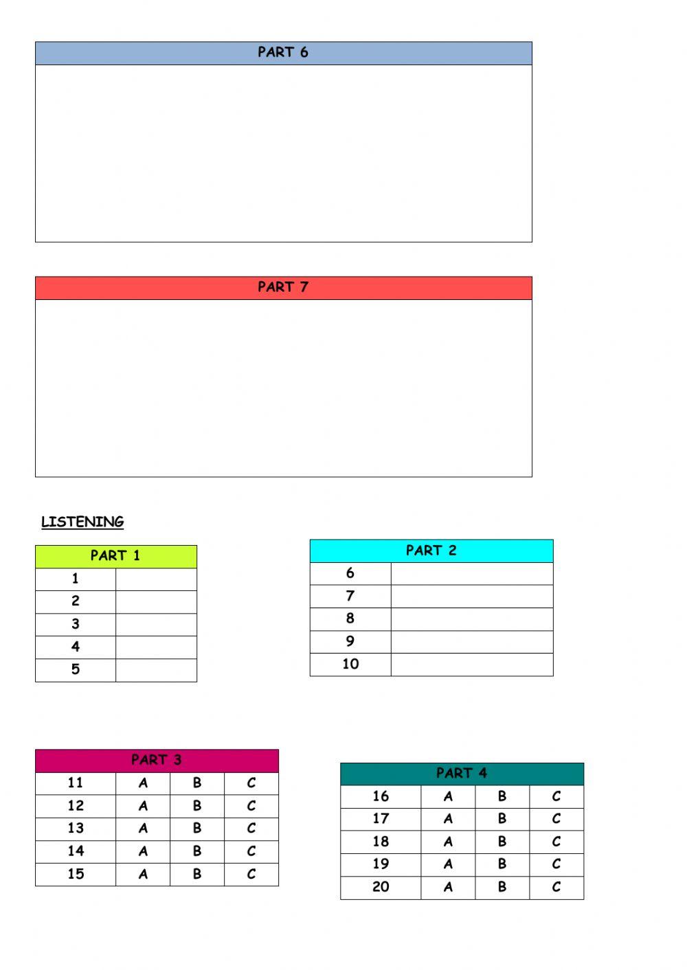 Answer sheet ke… | Free Interactive Worksheets | 340462