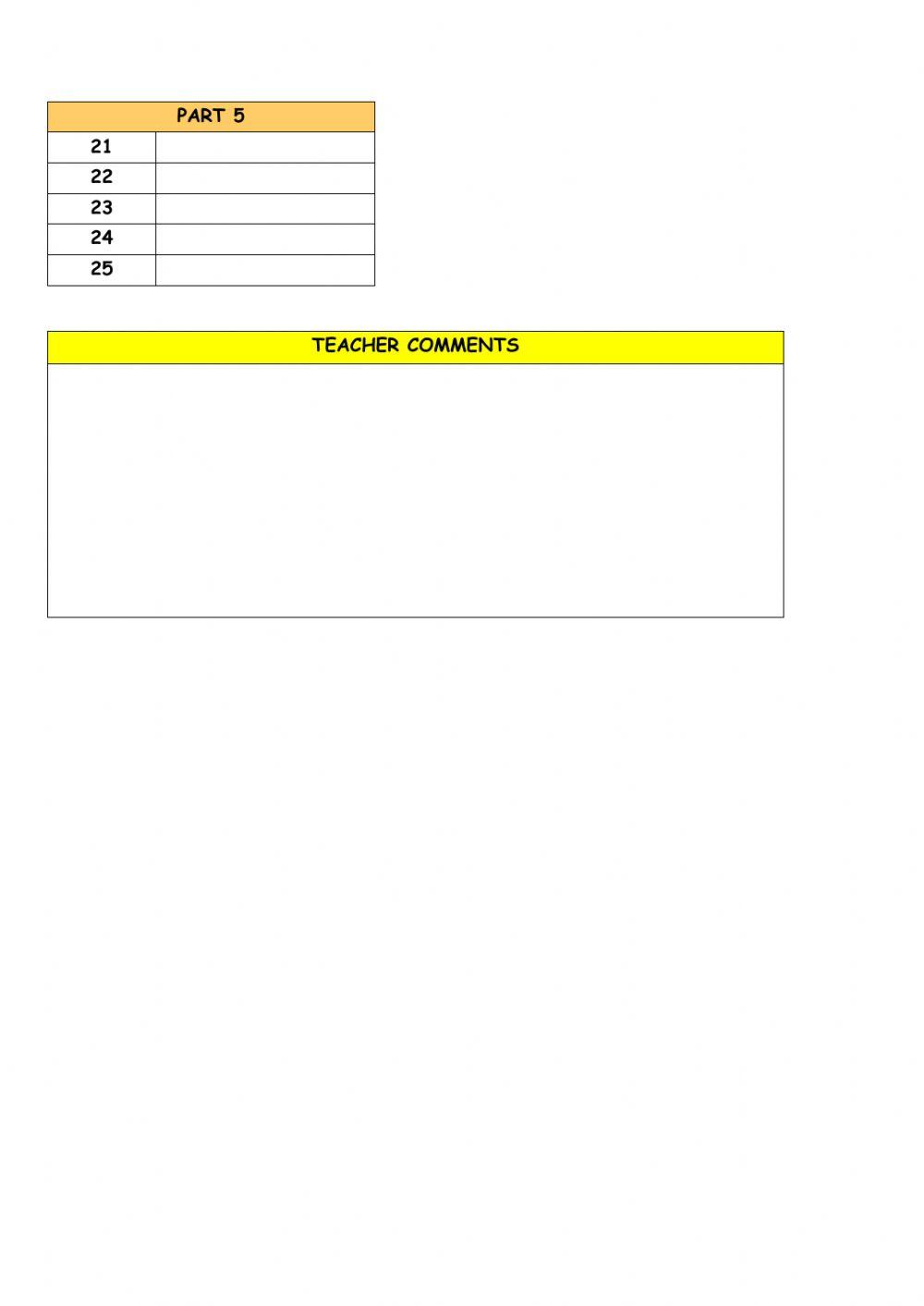 Answer sheet ket 4 340462 | beleschonfeld | Live